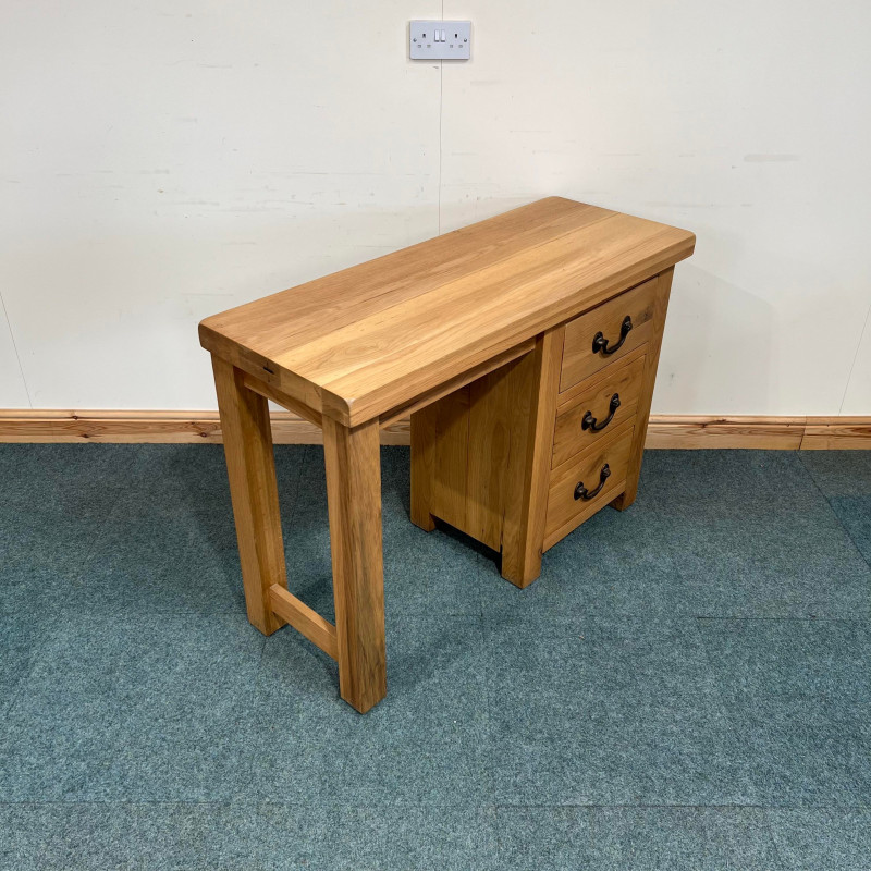 Medium sized, solid oak, 3 drawer desk. (DE128) – The Restored ...