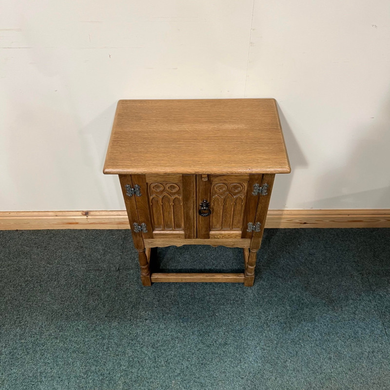 Small, carved oak, 2 door pedestal cabinet. (O162) – The Restored ...