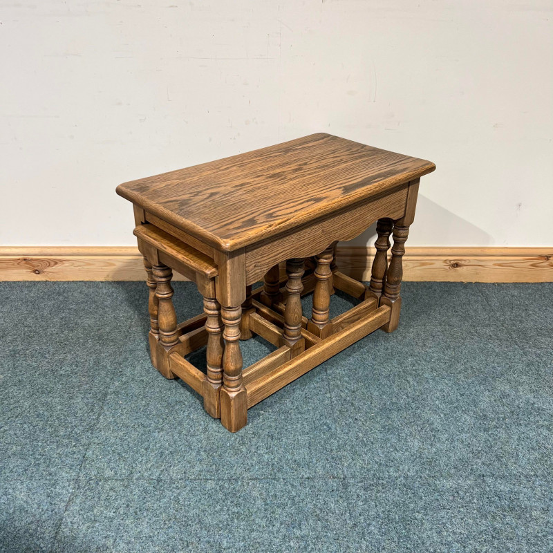 Medium Sized, Oak, Nest of 3 Tables. (N103) - The Restored Furniture Place