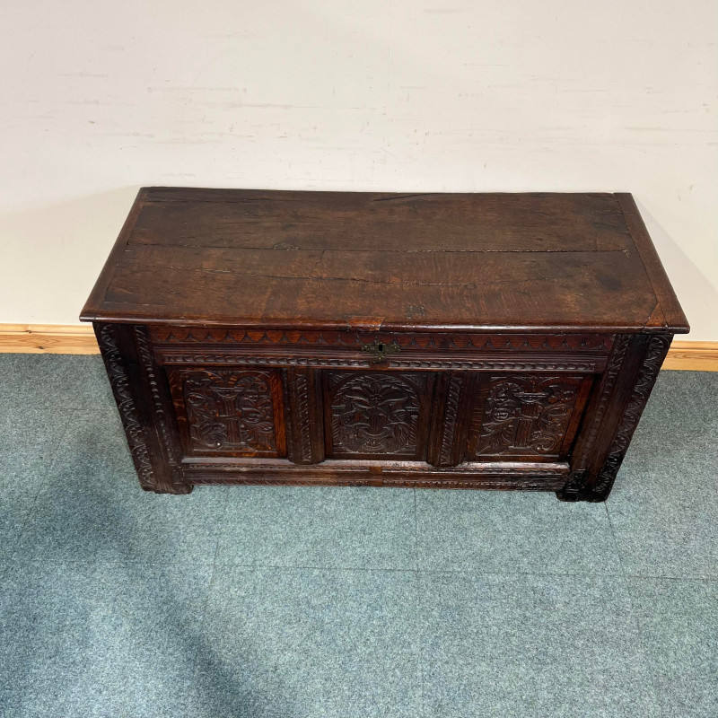 Large, Solid Oak, Carved Antique Box. (BB120) - The Restored Furniture ...