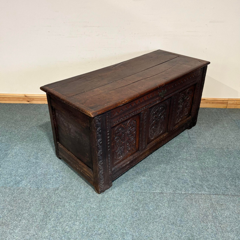 Large, Solid Oak, Carved Antique Box. (BB120) - The Restored Furniture ...