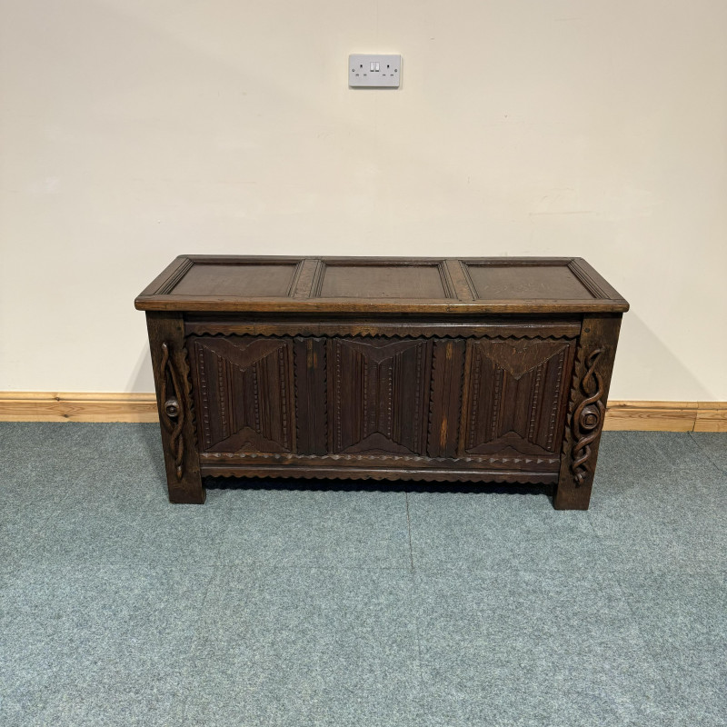 Medium Sized, Solid oak, Carved Antique Box. (BB123) - The Restored ...