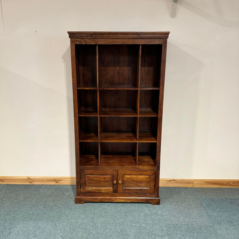 Large, Solid Sheesham Wood, Multi Fixed Shelf, 2 Door Bookcase. (BC206 ...