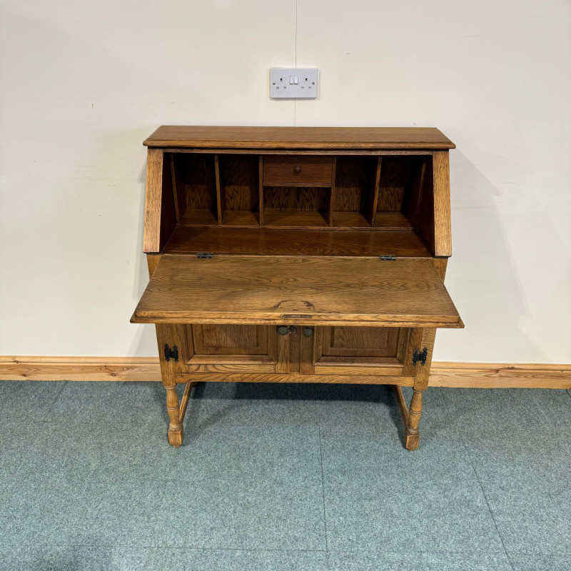 Medium Sized, Oak, Pedestal Legged, 2 Door Bureau. (BX120) - The ...