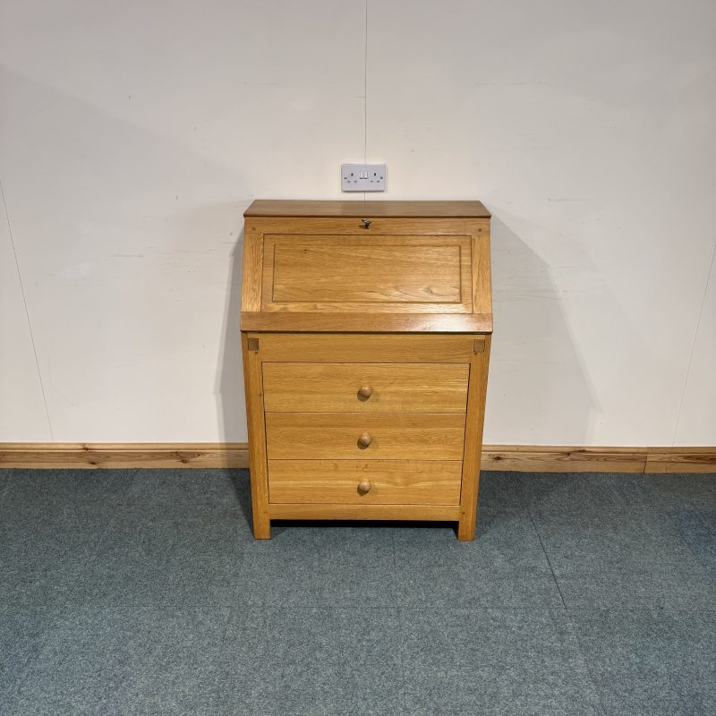 Large, Solid Oak, 3 Drawer Bureau. (BX122) - The Restored Furniture Place