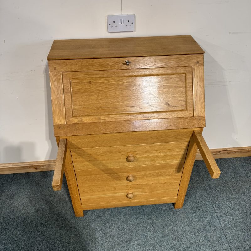 Large, Solid Oak, 3 Drawer Bureau. (BX122) - The Restored Furniture Place
