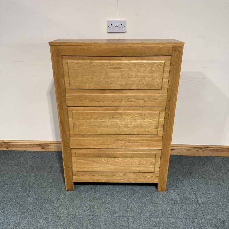 Large, Solid Oak, 3 Drawer Bureau. (BX122) - The Restored Furniture Place